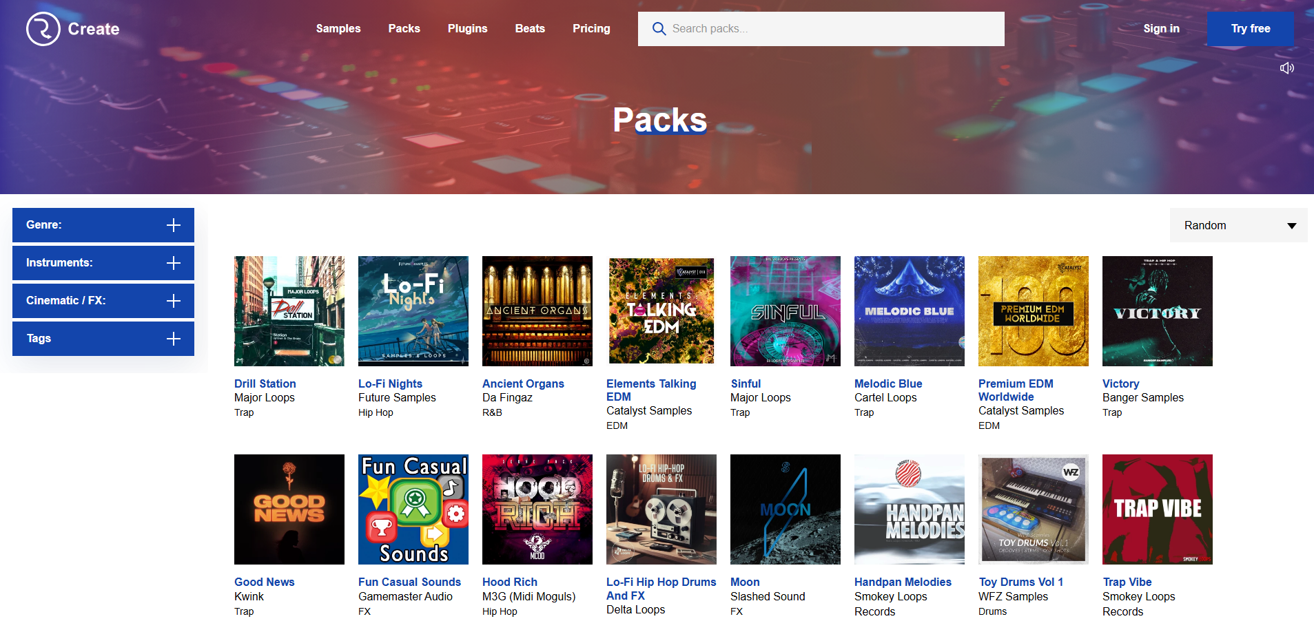 You can purchase full sample packs from RouteNote Create with 'Buy it ...